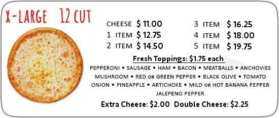 Napoleon's Pizza menu in Parma, Ohio, USA