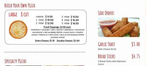 Menu for Napoleon's Pizza in Parma, OH | Sirved