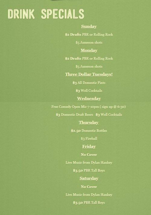 Irish Eyes menu in Chicago, Illinois, USA