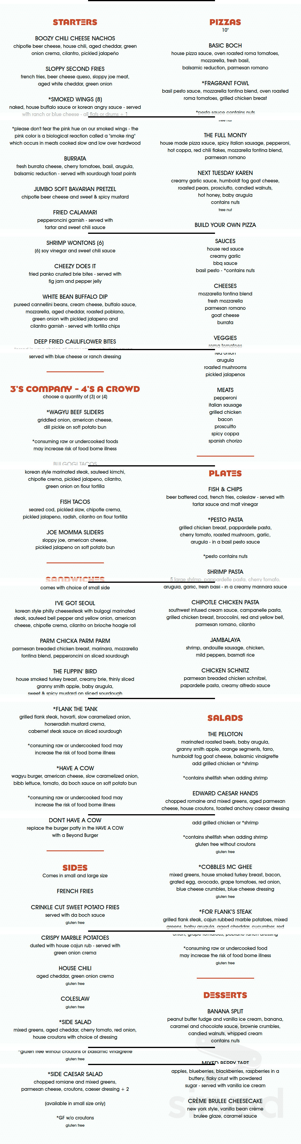 Da Boccery menu in Livermore, California, USA