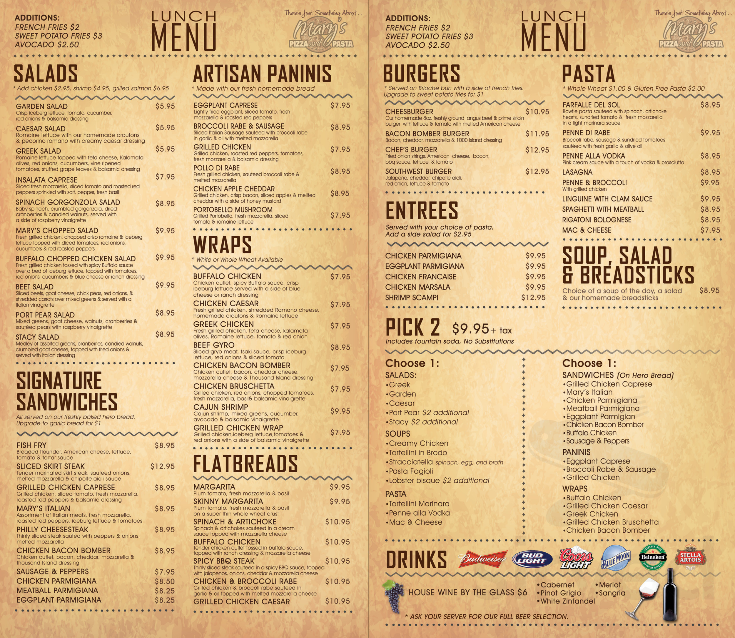 Mary's Pizza and Pasta menu in Farmingdale, New York, USA