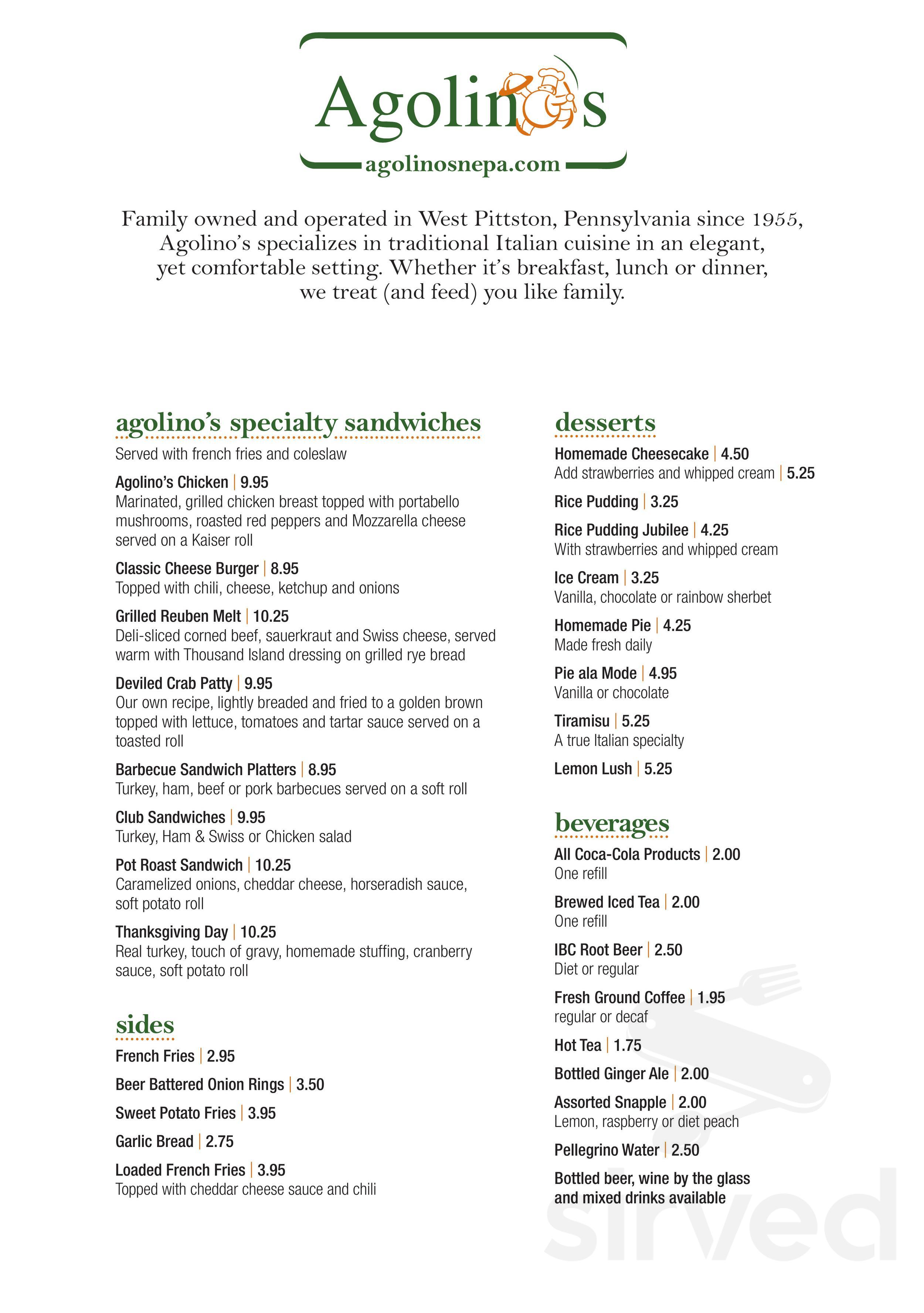 Agolinos menus in West Pittston, Pennsylvania, United States