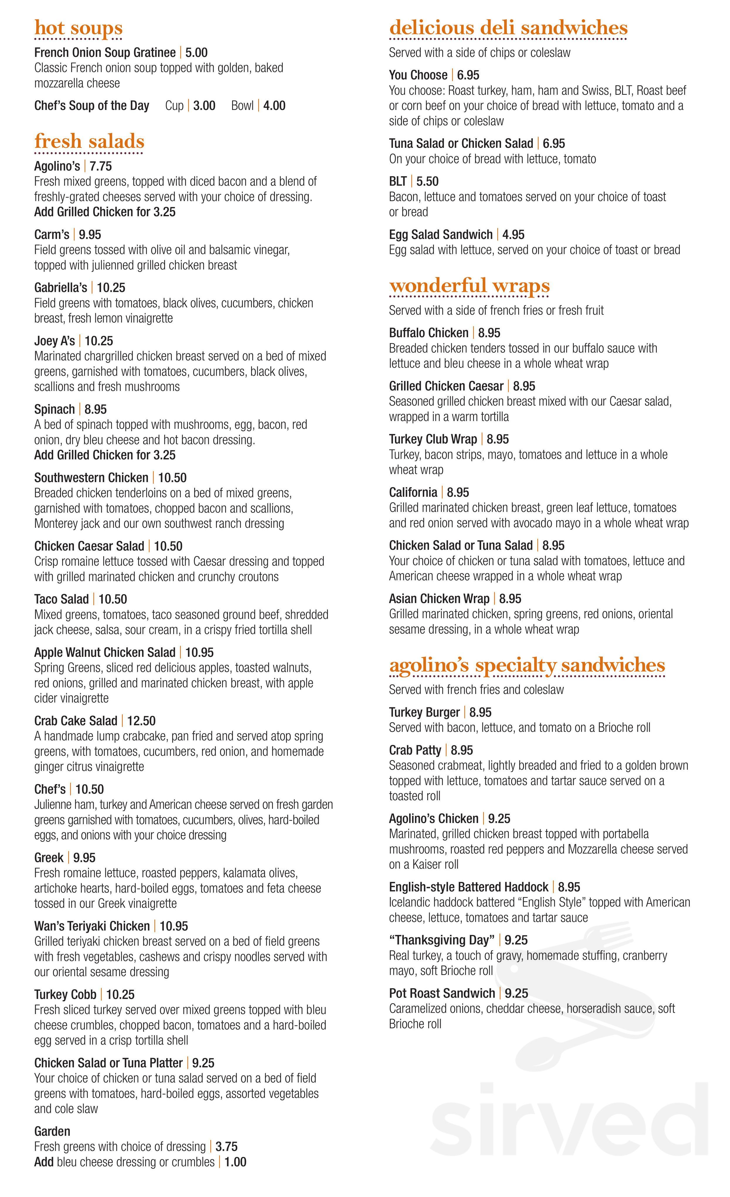 Menu for Agolinos in West Pittston, PA | Sirved