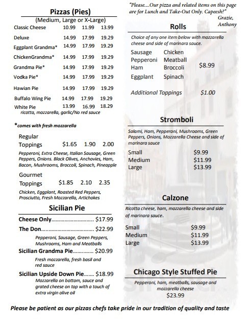 La Piazza Express menus in Benson, North Carolina, United States