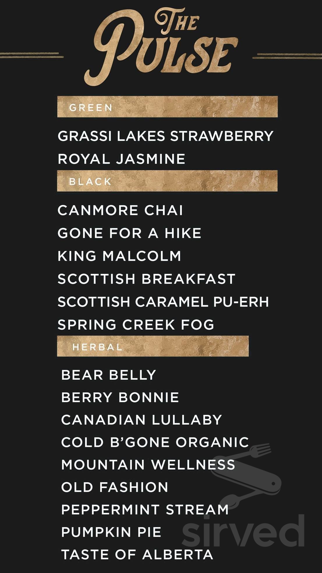 The Pulse General Store + Coffee Bar menu in Canmore, Alberta, Canada