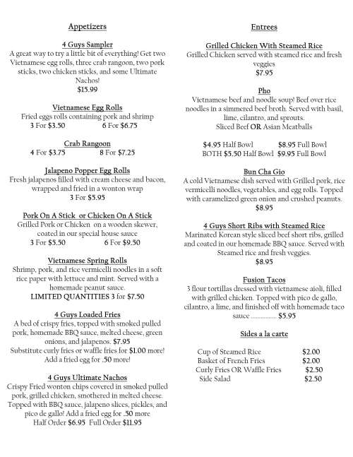 4 GUYS BISTRO menu in Topeka, Kansas, USA