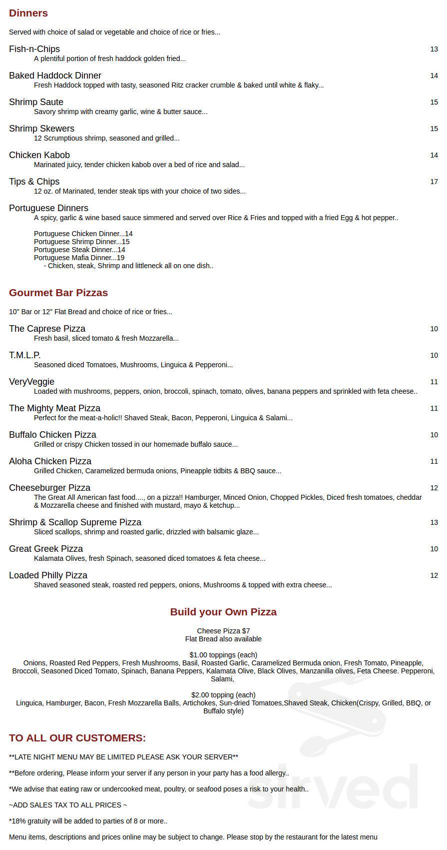 Ugly Duckling Restaurant & Bar menu in Taunton, Massachusetts, USA