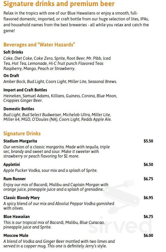 Stadium Grill menu in Mattoon, Illinois, USA