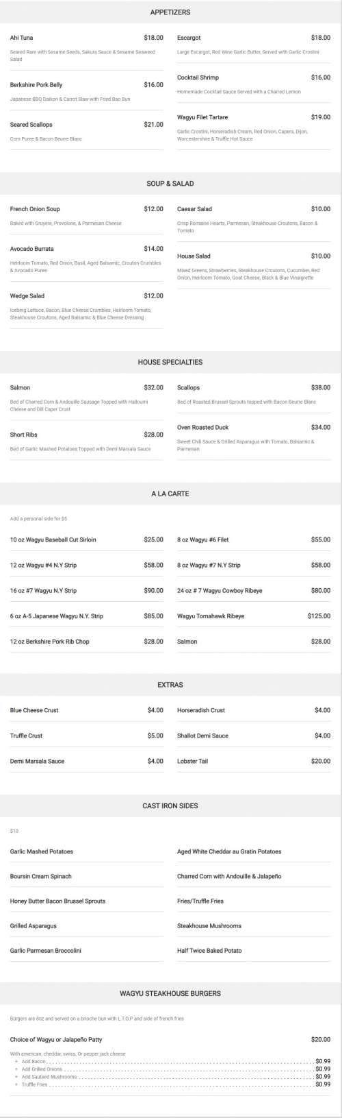 Jimmy P's Charred - Naples menu in Naples, Florida, USA