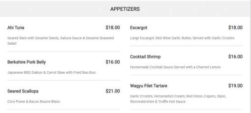 Menu for Jimmy P's Charred - Naples in Naples, FL | Sirved