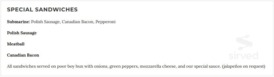 Pizza Getti menu in Dallas, Texas, USA