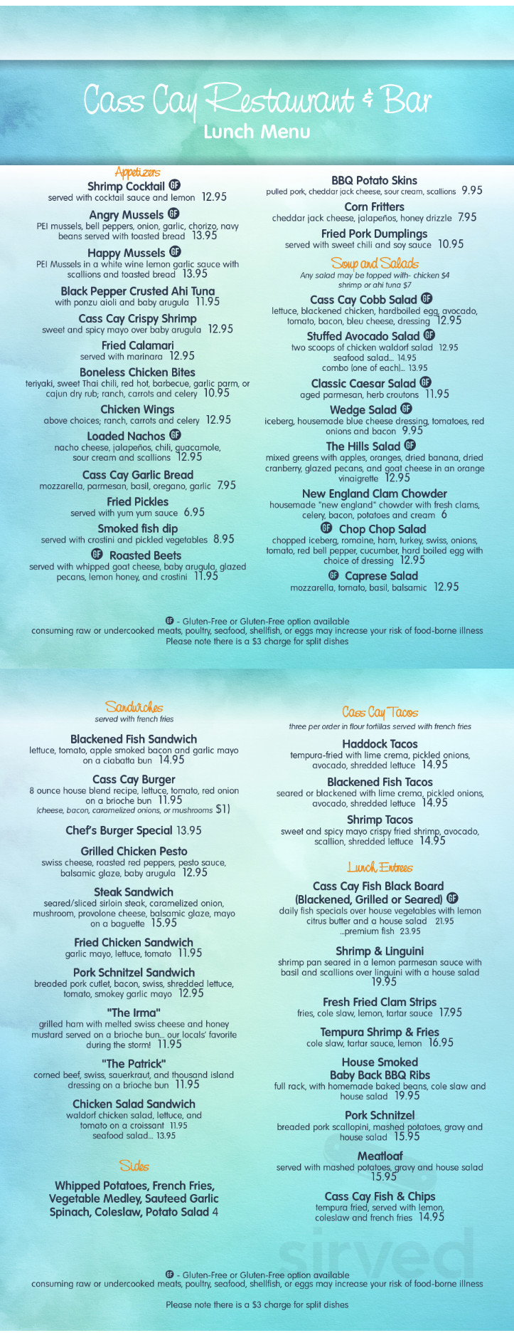 Cass Cay Restaurant & Bar menu in Punta Gorda, Florida, USA