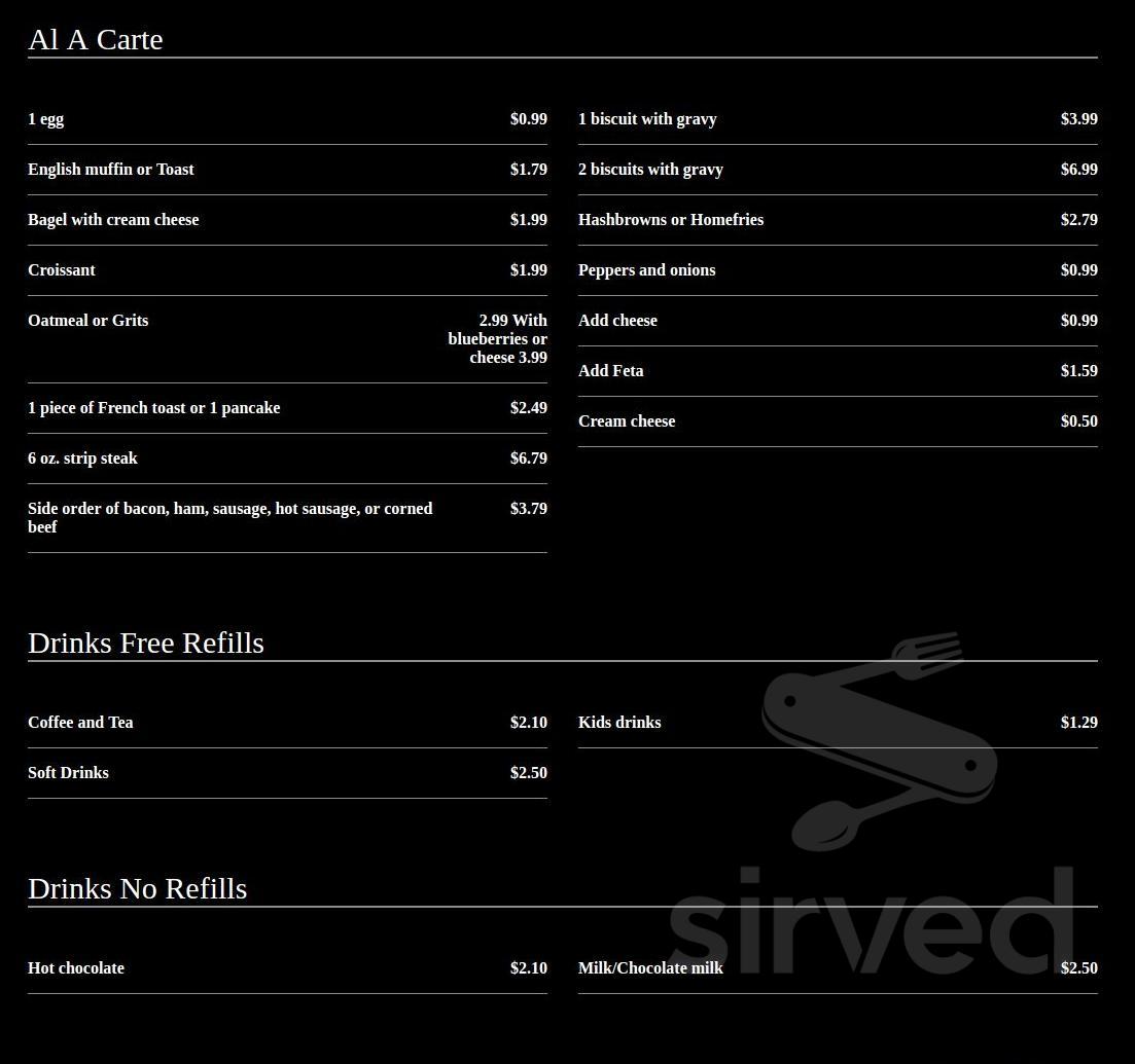 Menu - Aliquippa PA's New Sheffield Cafe | Sirved