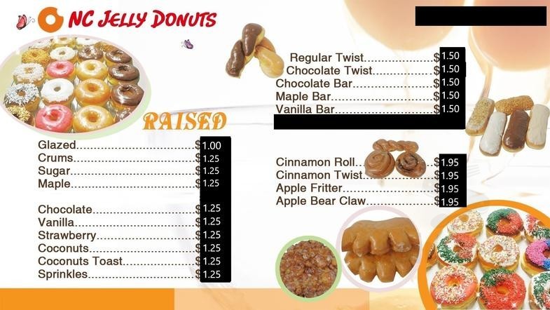NC Jelly Donuts menu in Mebane, North Carolina, USA