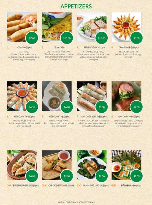 Pho Taste menu in Miami, Florida, USA