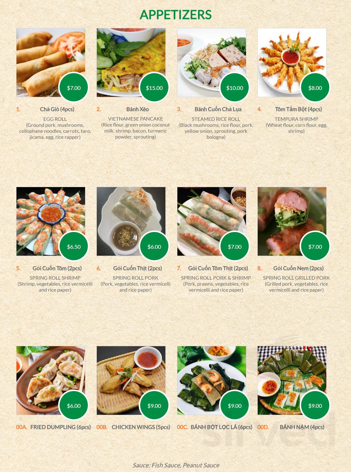 Pho Taste menu in Miami, Florida, USA