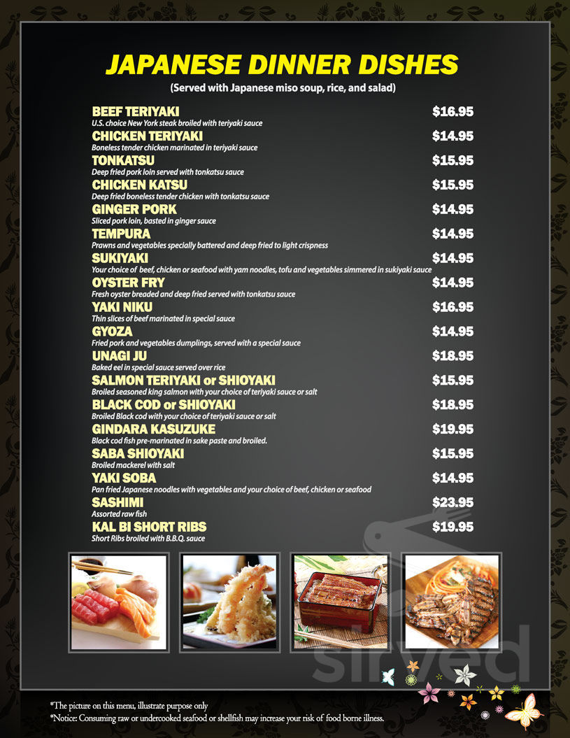 Menu - Federal Way WA's Akasaka Restaurant | Sirved