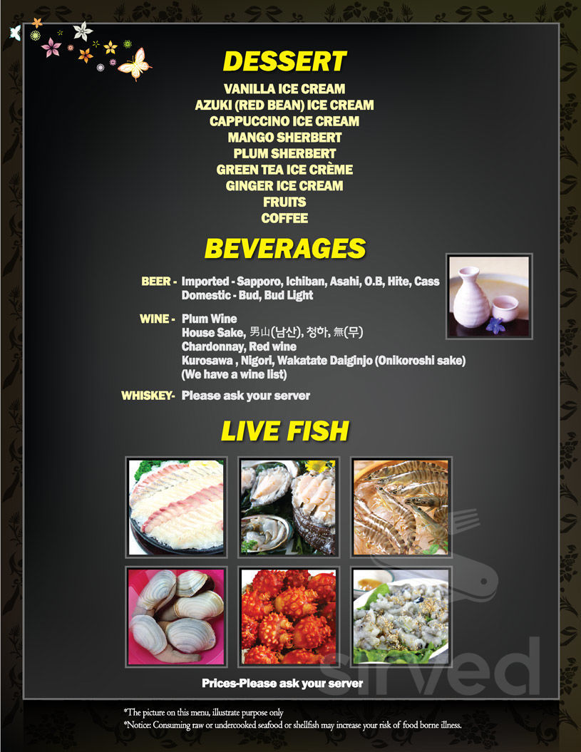 Menu - Federal Way WA's Akasaka Restaurant | Sirved