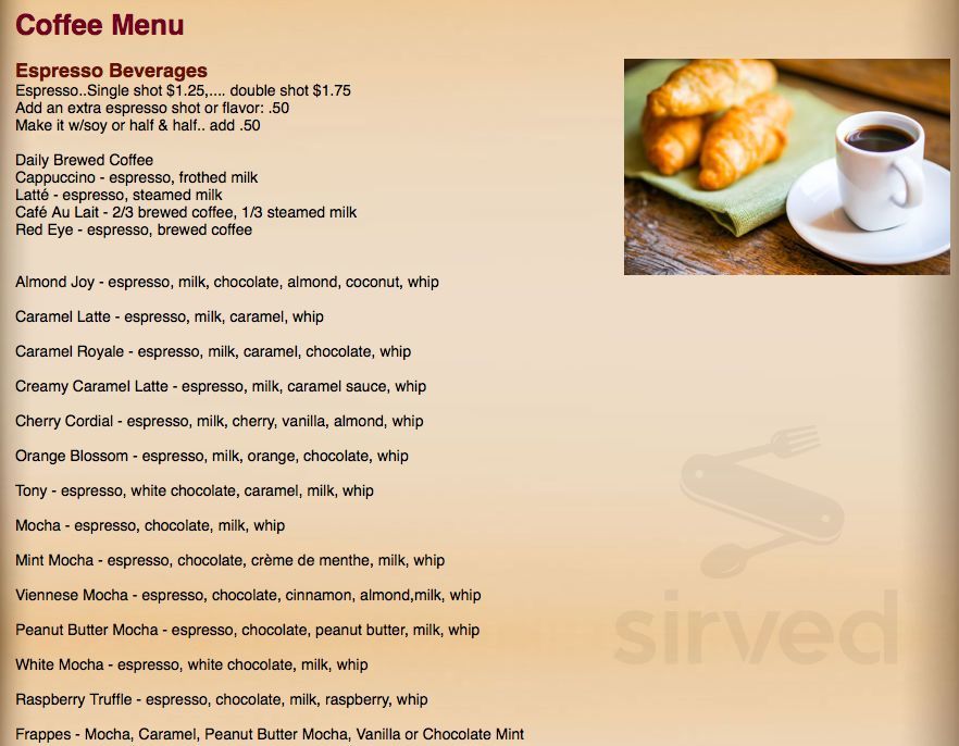 Menu for Fay's Evelyn Bay Coffee in Charlotte, MI | Sirved