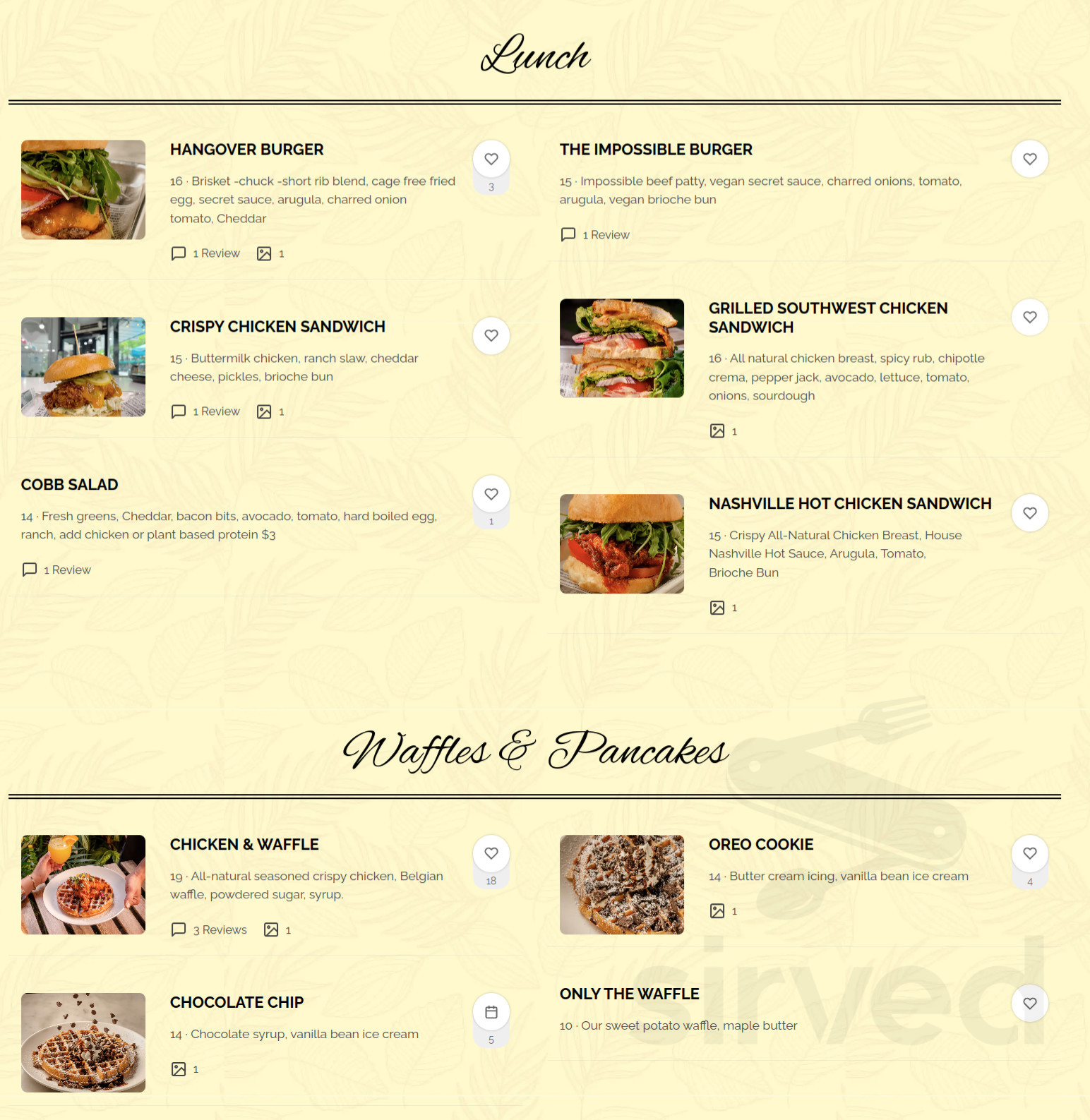 Chicken and The Egg menu in Miami, Florida, USA