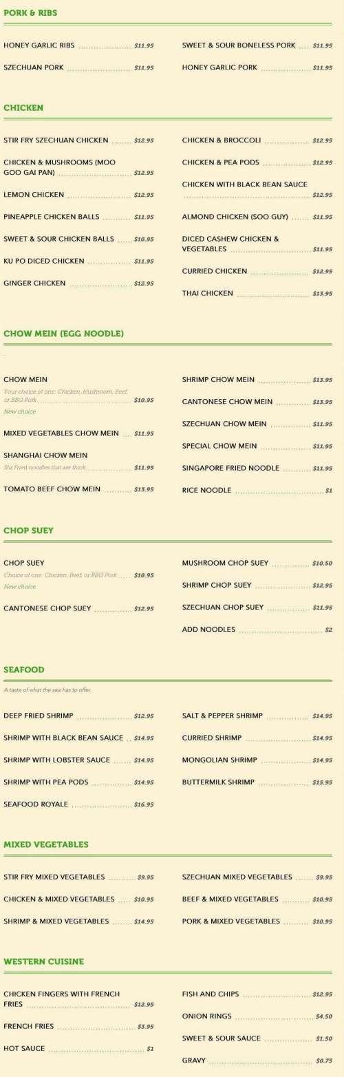 Green Pepper Cafe menu in Beaverlodge, Alberta, Canada