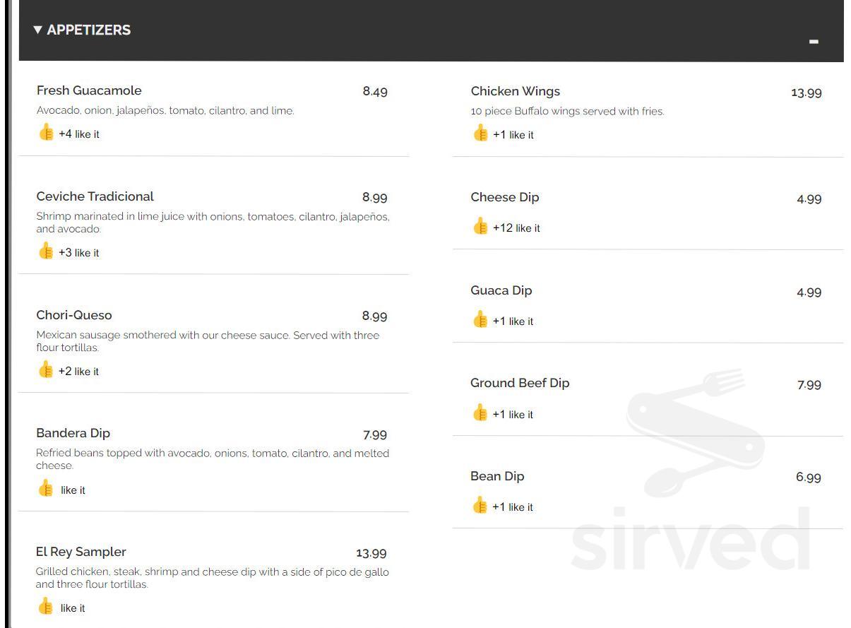 Villa Del Rey Cocina Mexicana menu in Mobile, Alabama, USA