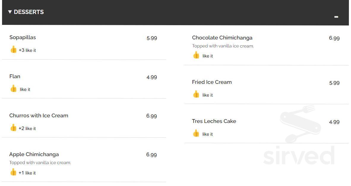 Villa Del Rey Cocina Mexicana menu in Mobile, Alabama, USA