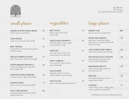 Orchard Restaurant menu in Calgary, Alberta, Canada