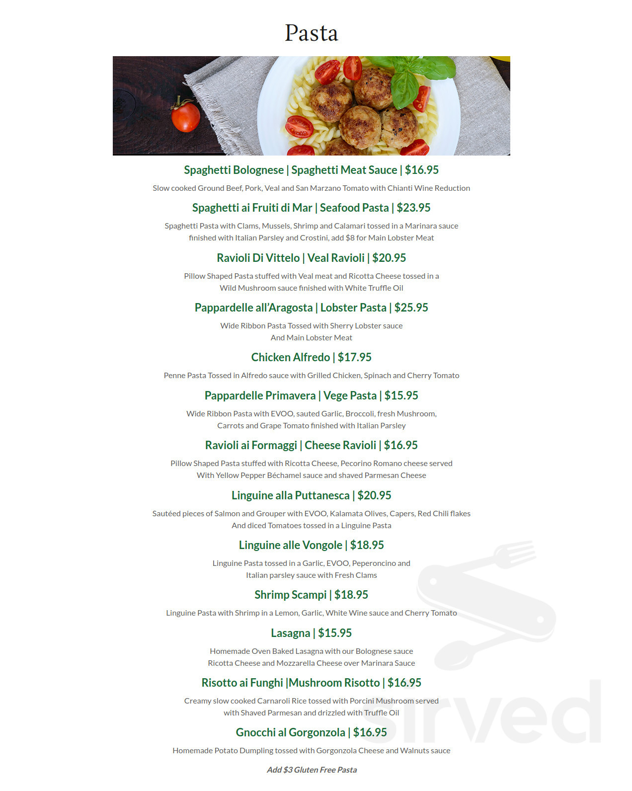 L'Olivo Ristorante menu in Naples, Florida, USA