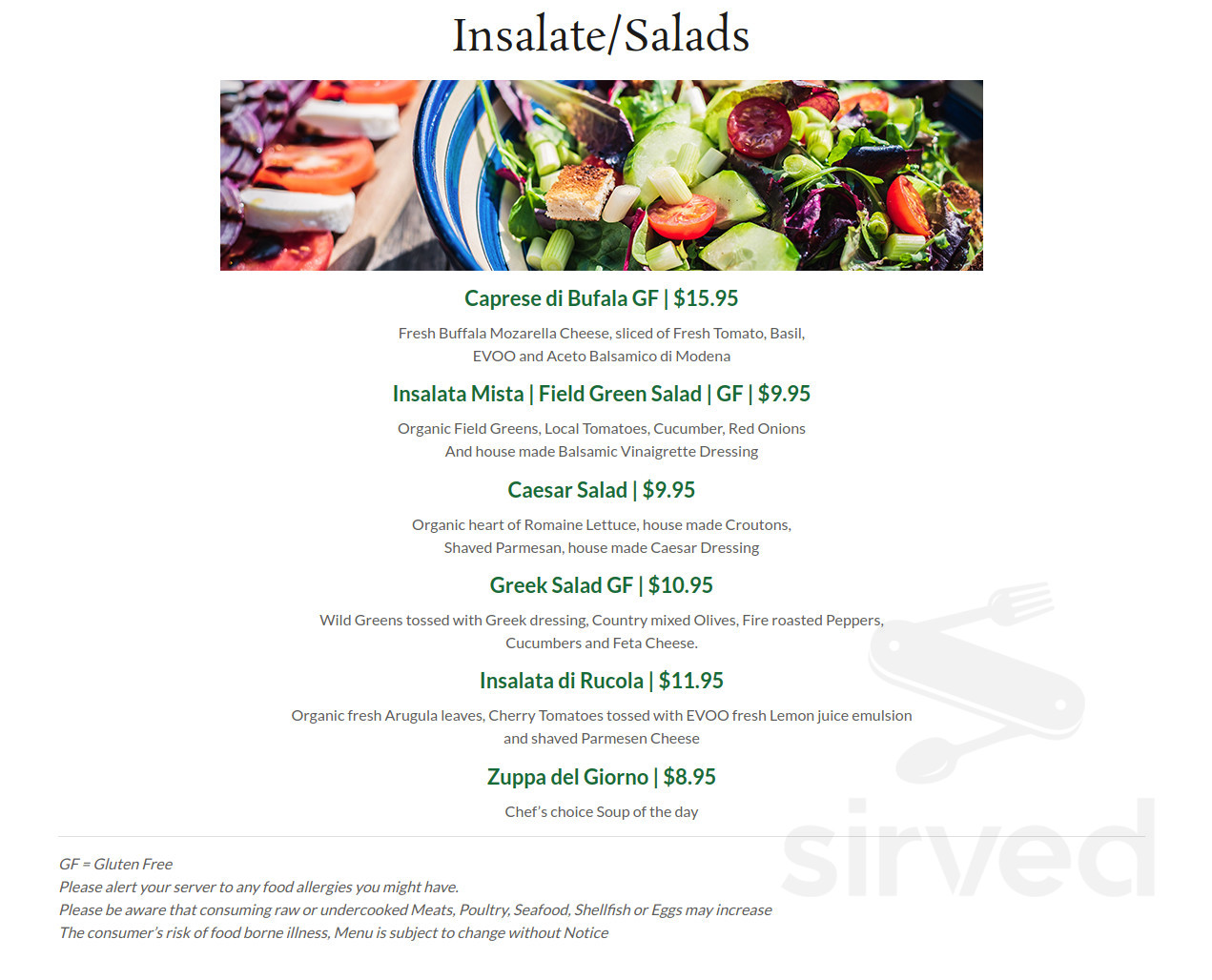 L'Olivo Ristorante menu in Naples, Florida, USA