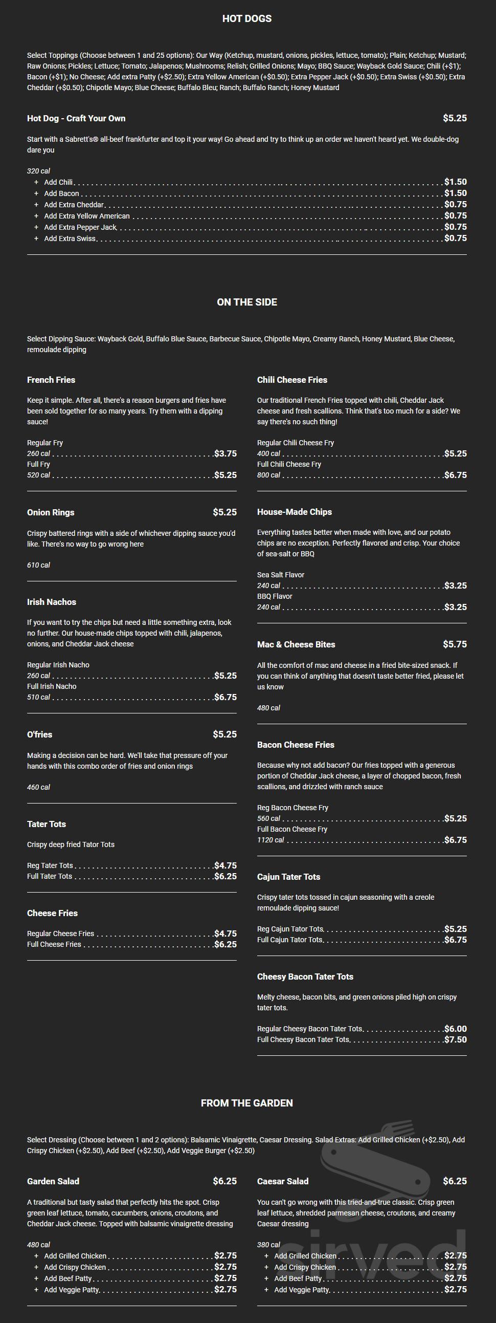Wayback Burgers menu in Ashburn, Virginia, USA