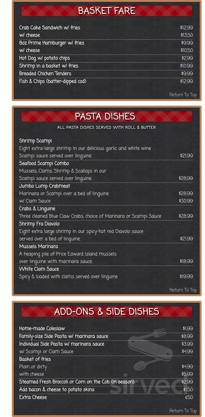 Crabby's menus in Mays Landing, New Jersey, United States