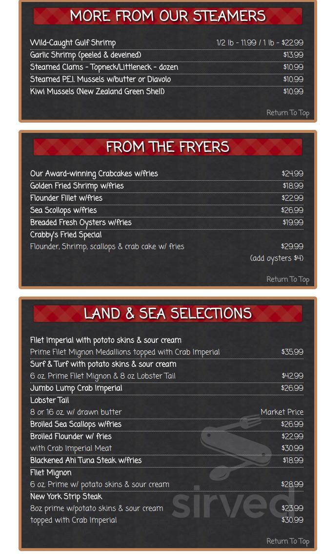 Crabby's menus in Mays Landing, New Jersey, United States