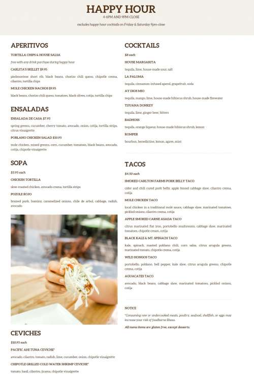 Carlita's - Eugene menu in Eugene, Oregon, USA