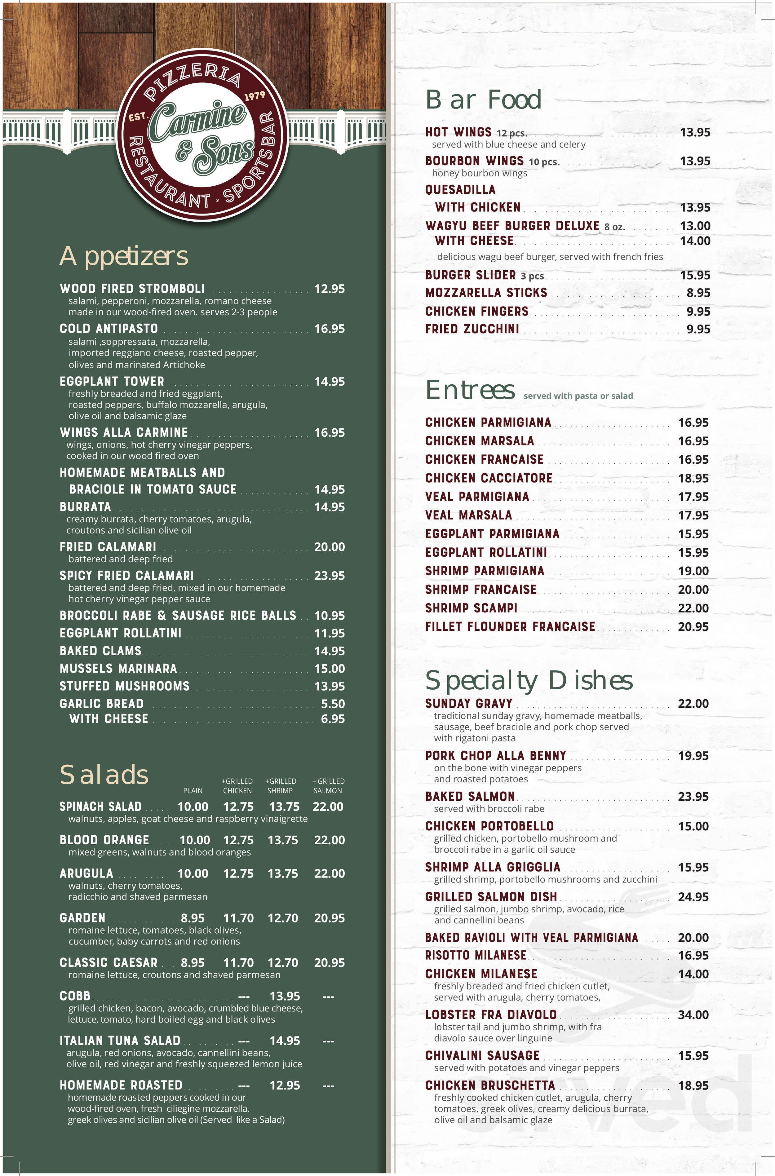 Carmine & Sons menu in Brooklyn, New York, USA
