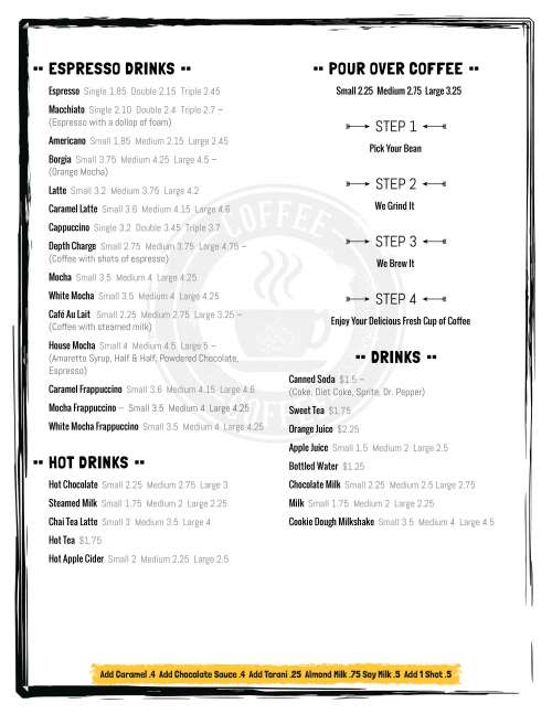 Calhoun Coffee Company menu in Calhoun, Georgia, USA