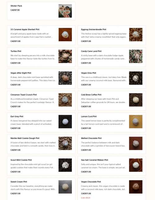 Banter Ice Cream menu in Abbotsford, British Columbia, Canada