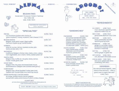 Halfway Crooks Beer menu in Atlanta, Georgia, USA