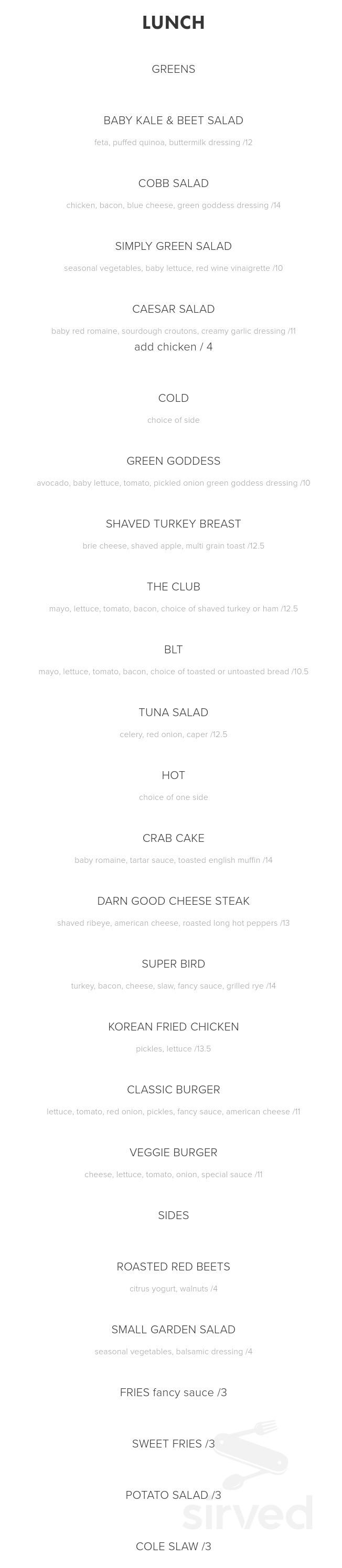 Charcoal BYOB menu in Yardley, Pennsylvania, USA