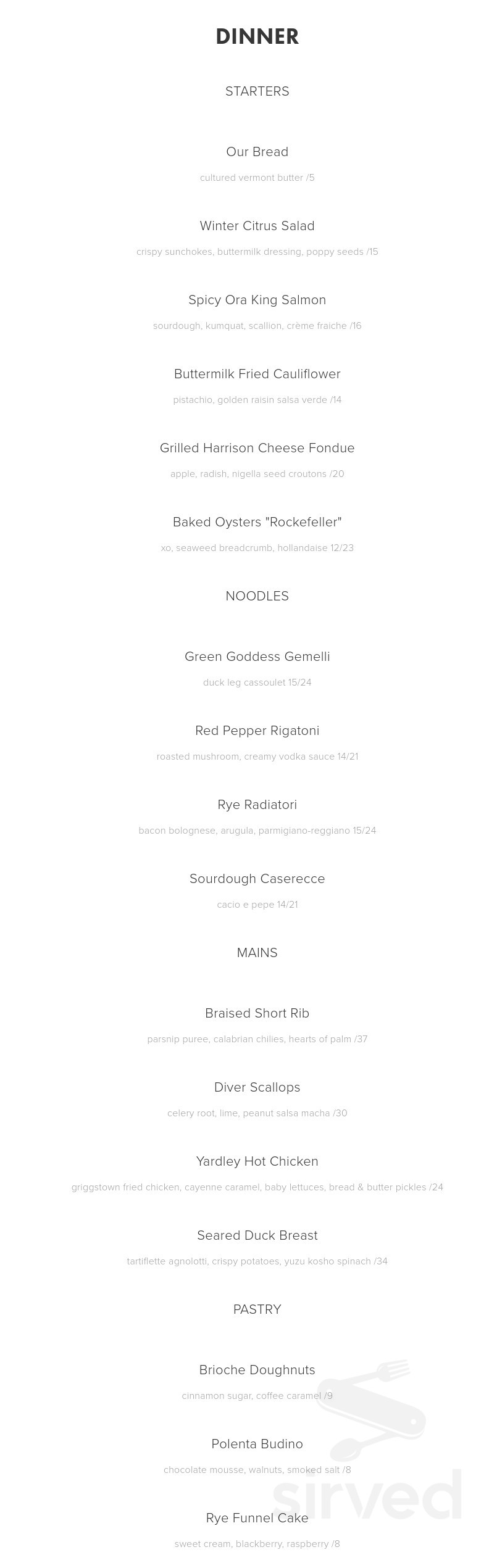 Charcoal BYOB menu in Yardley, Pennsylvania, USA