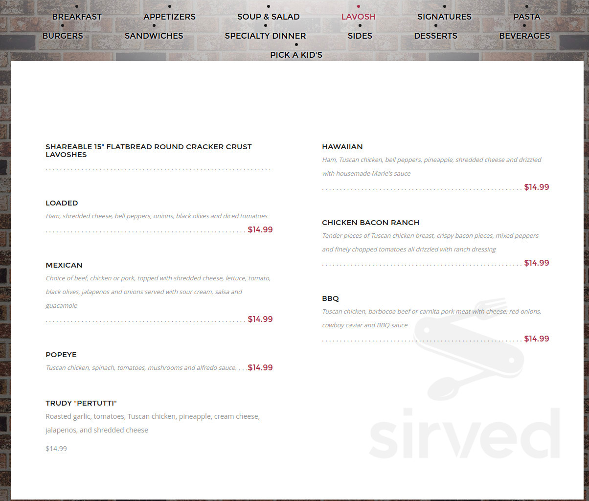 Marie's menu in Bottineau, North Dakota, USA