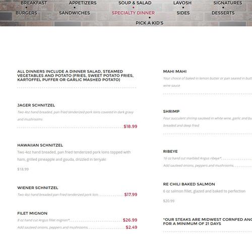 Marie's menu in Bottineau, North Dakota, USA