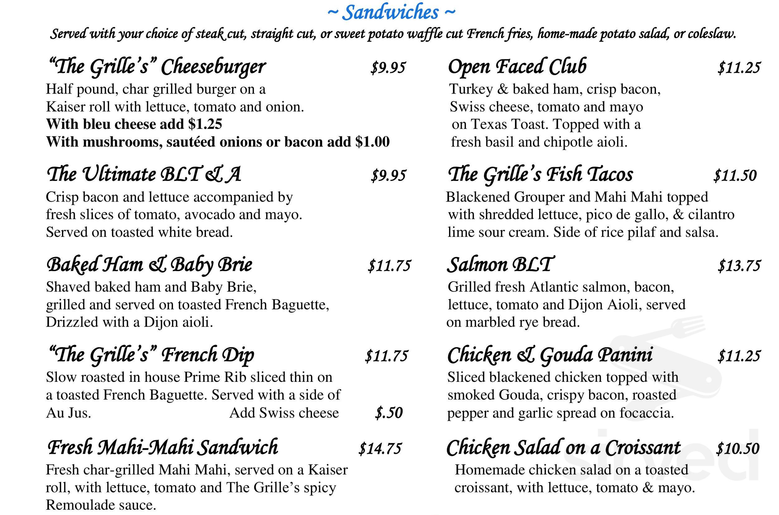 The Grille At Riverview menu in New Smyrna Beach, Florida, USA