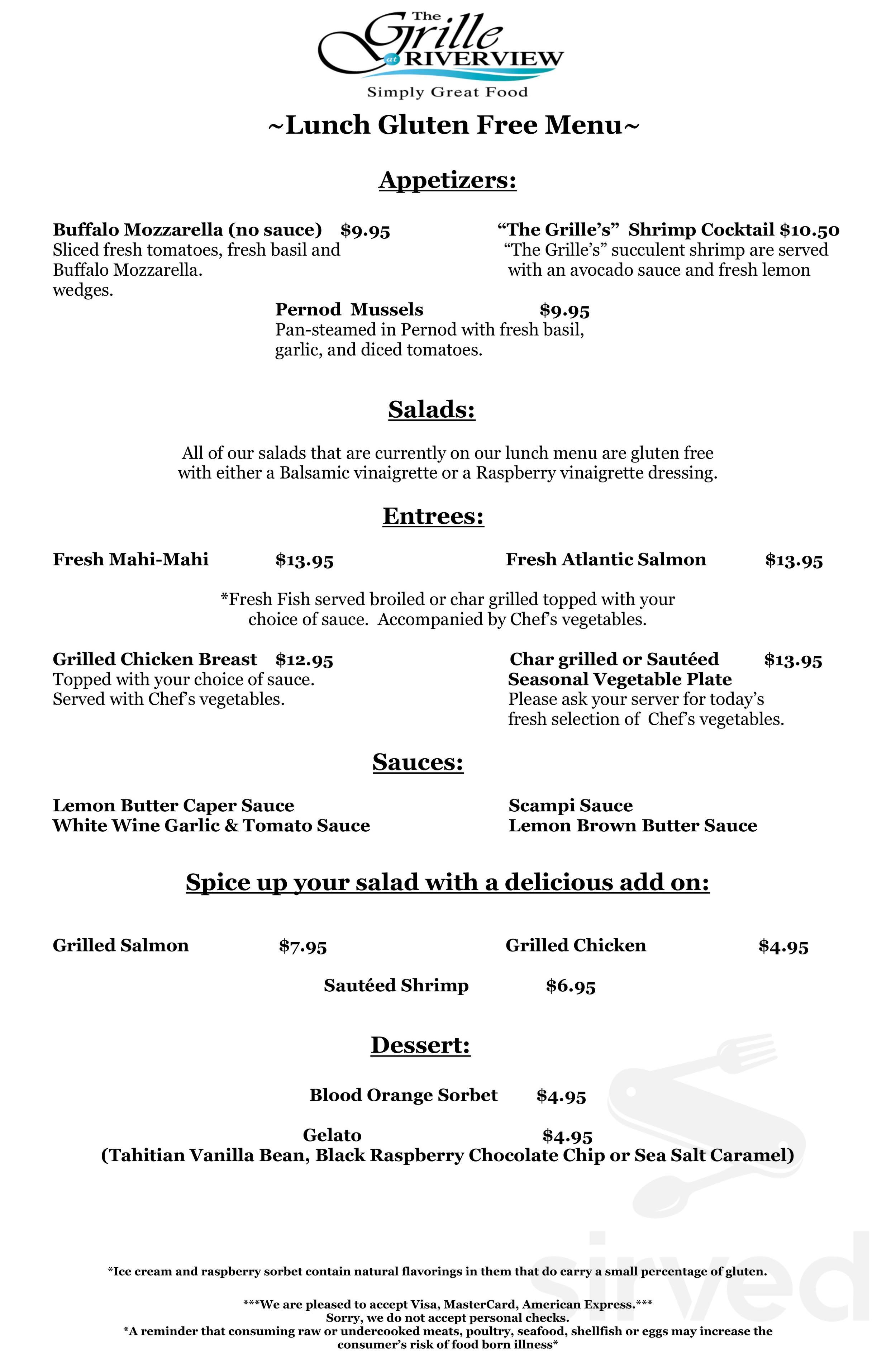 The Grille At Riverview menu in New Smyrna Beach, Florida, USA