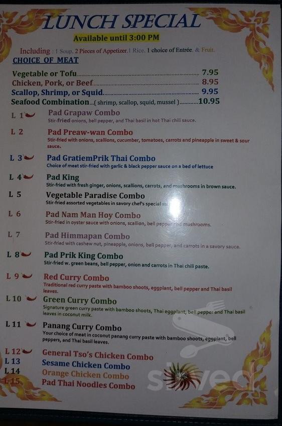 Menu for Thai Elephant Walk in Gettysburg, PA | Sirved