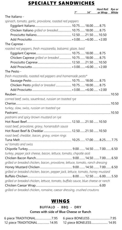 Jerry's Pizza & Subs menu in South Seaside Park, New Jersey, USA