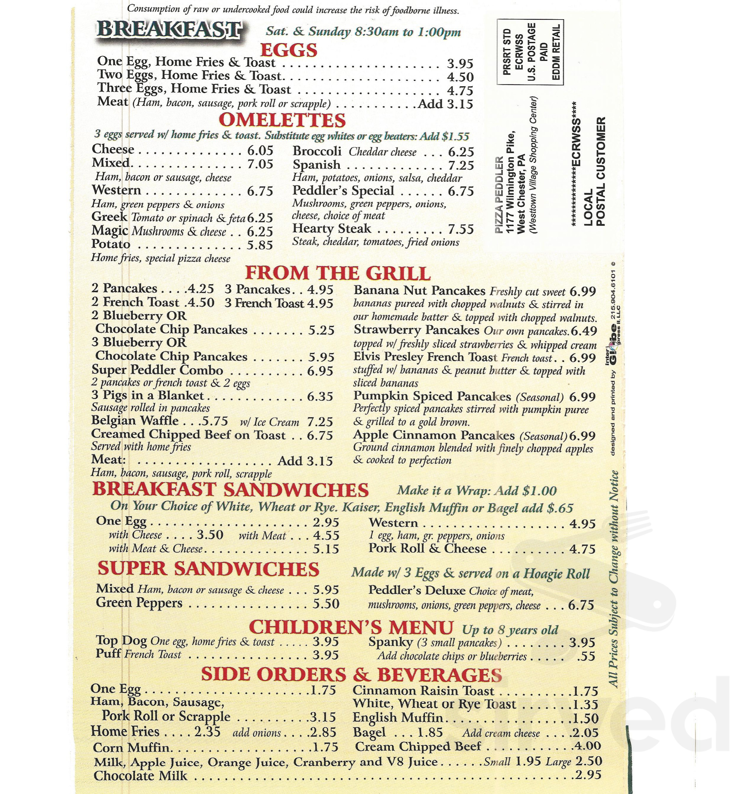 Pizza Peddler menu in West Chester, Pennsylvania, USA