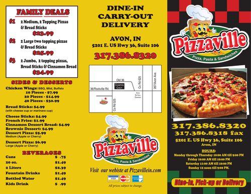 Pizzaville menu in Avon, Indiana, USA