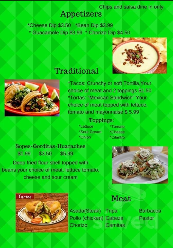 Placeritos Mexican Restaurant menus in Calhoun, Georgia, United States