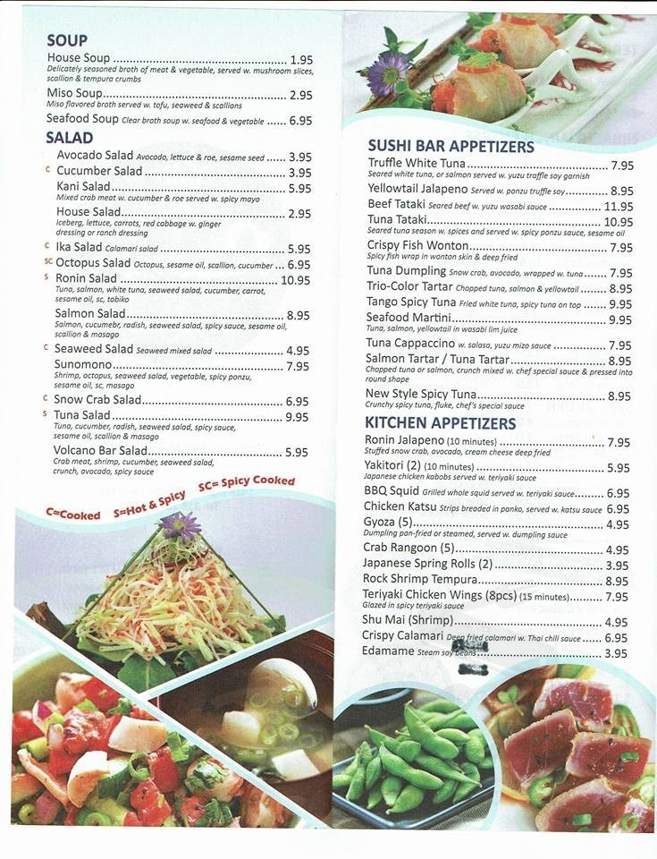 Menu - Monroe LA's Ronin Steak House & Sushi | Sirved